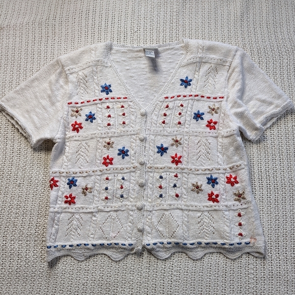 Koret | Tops | Koret City Blues Button Up Patriotic Knit Short Sleeve ...